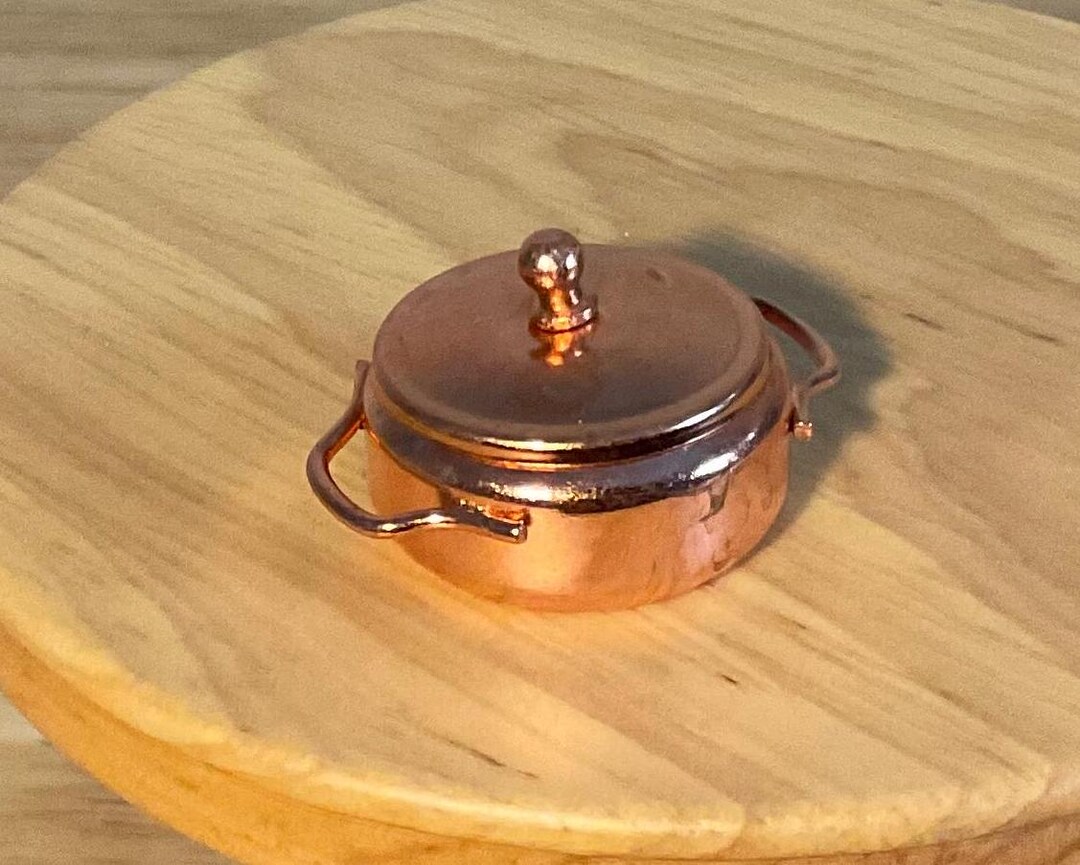 Dollhouse Miniature Copper Pot With Lid Kitchen Stove 1:12 Scale - Etsy