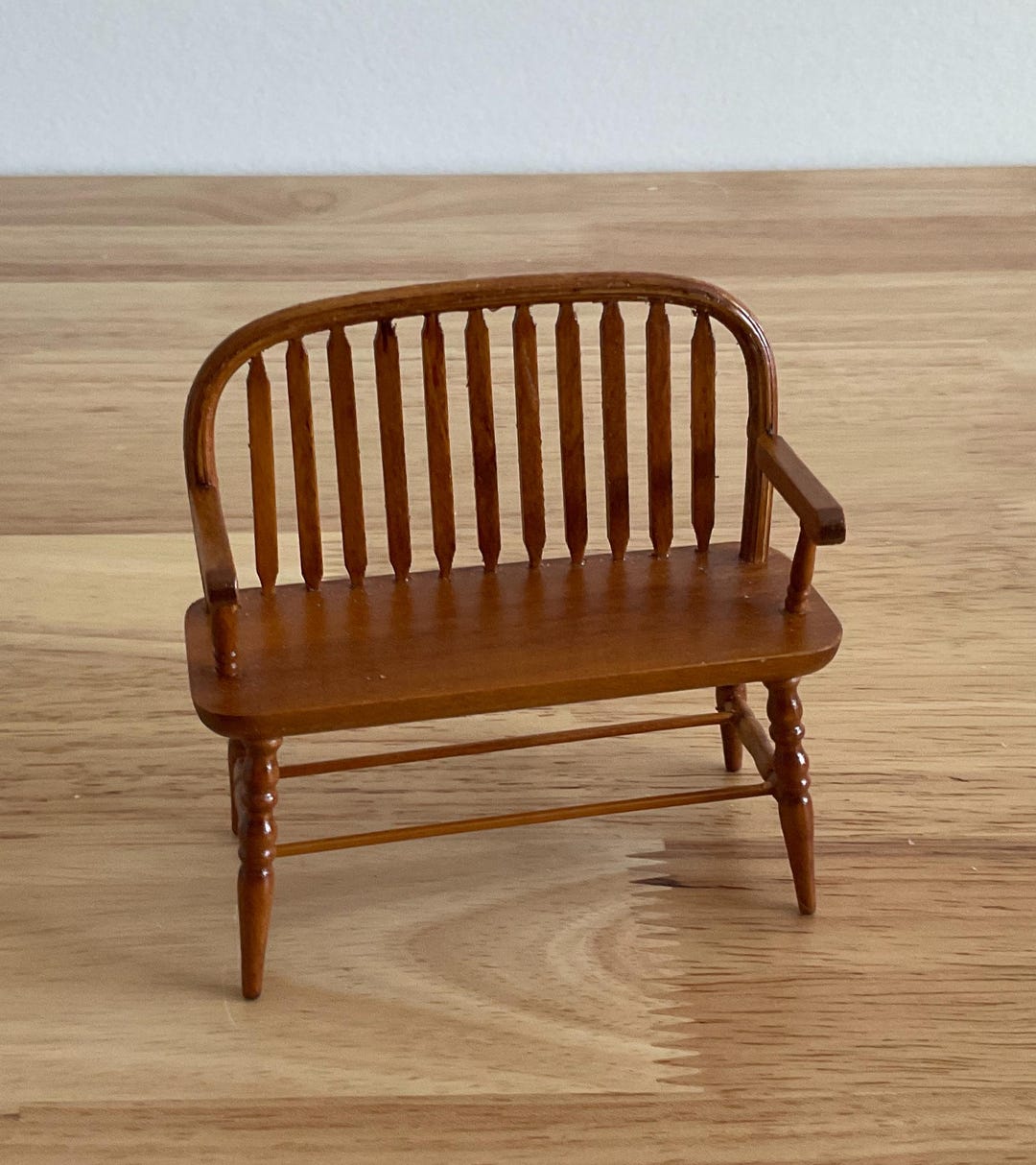 Dollhouse Miniature Bench Colonial Windsor Style in Walnut Finish 1:12 ...