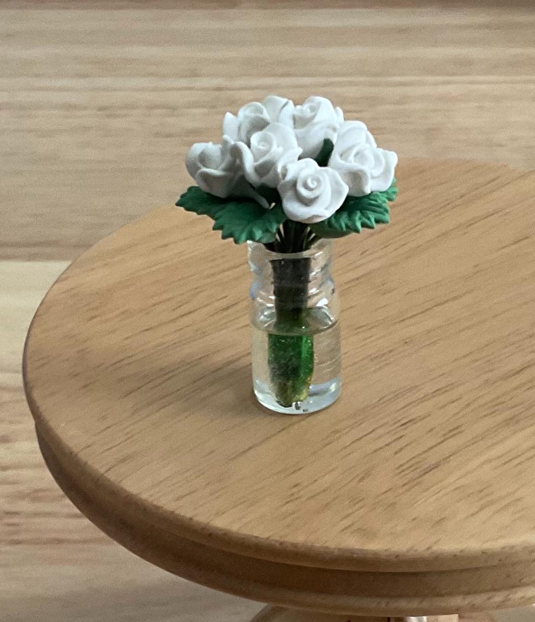 Dollhouse Miniature White Roses in Glass Vase 1:12 Scale - Etsy