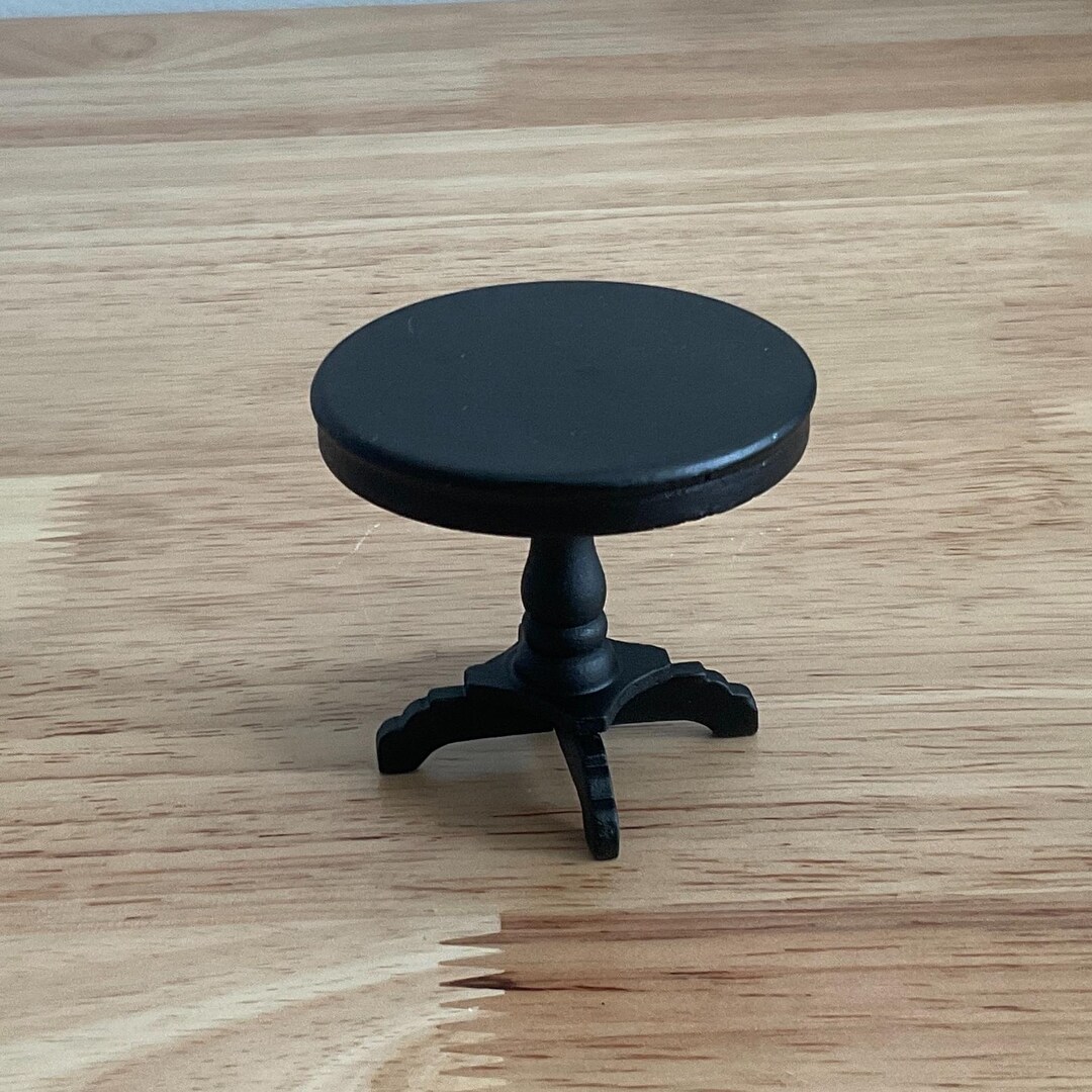 Dollhouse Miniature Black Round Side End Table Living Room or Bedroom 1 ...