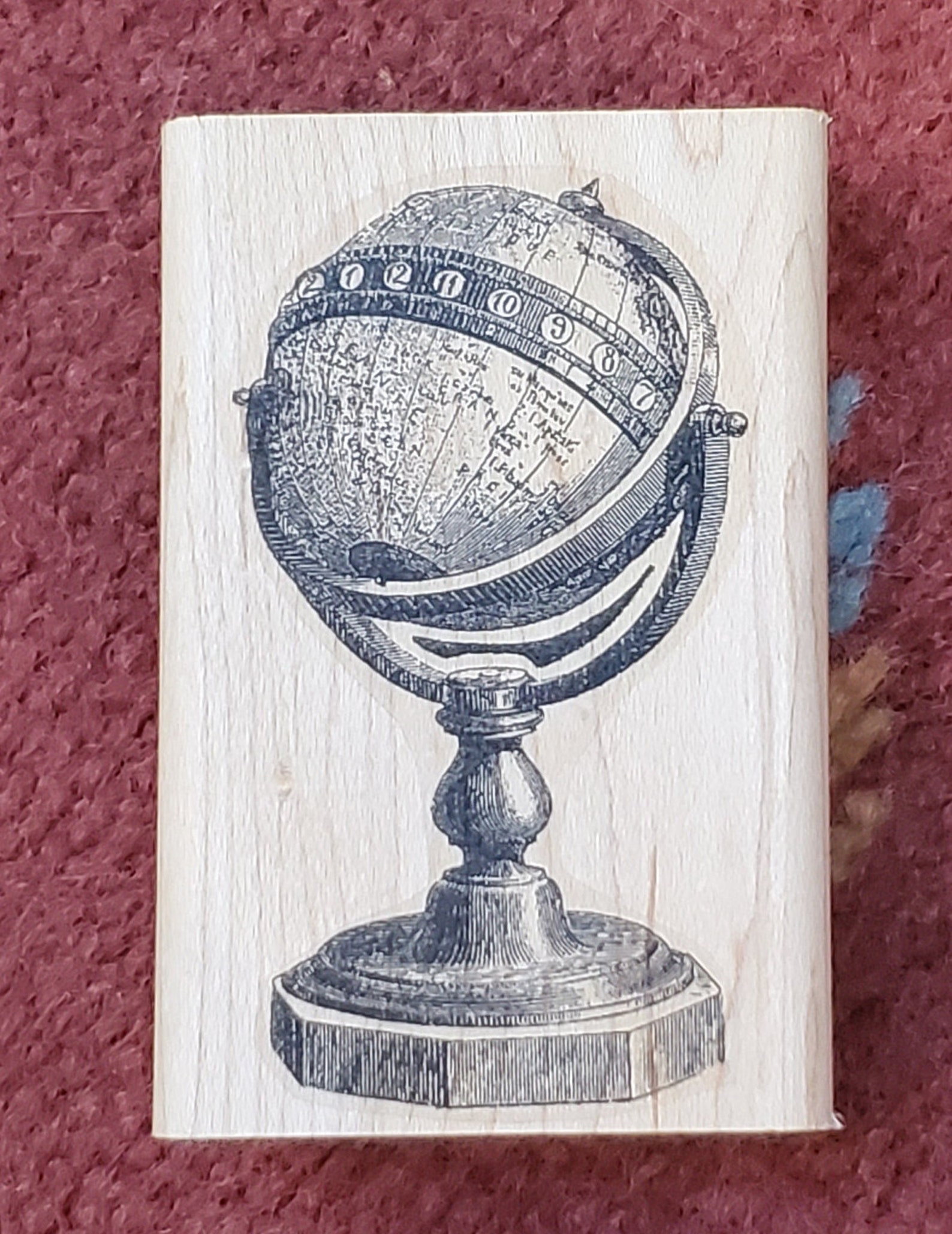 Globe RUBBER STAMP, Globe Stamp, World Stamp, Retro Globe Stamp ...