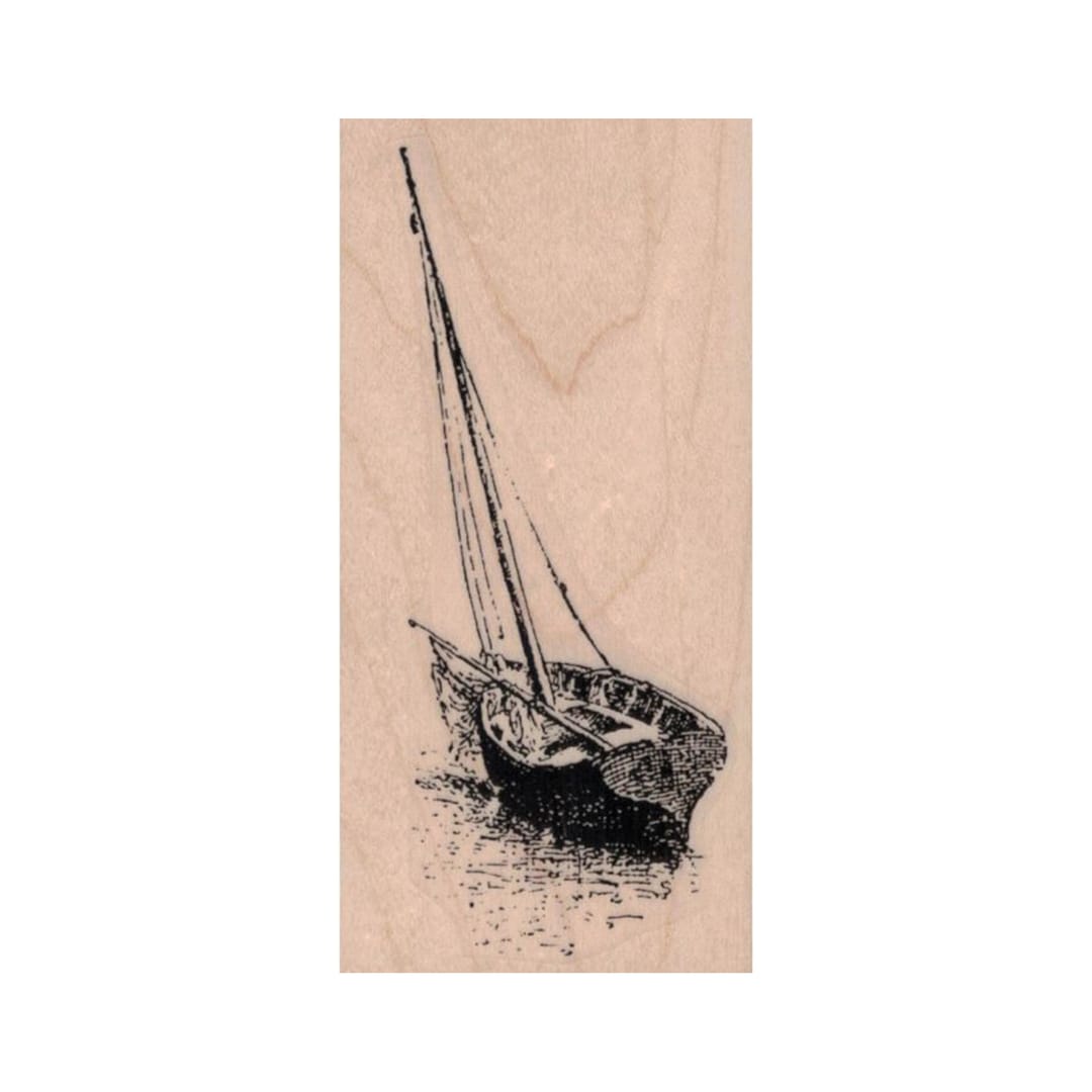 Wooden Sailboat RUBBER STAMP, Ship Stamp, Travel Stamp, Voyage Stamp ...