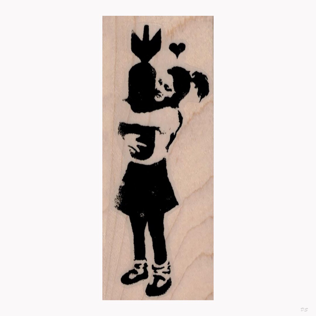 Banksy Bomb Hug Girl RUBBER STAMP, Banksy War Stamp, Bomb Girl Stamp ...