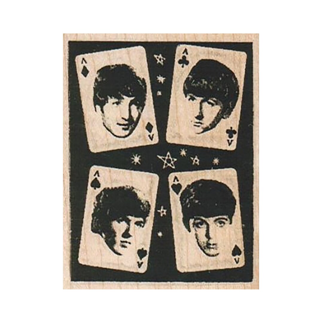 Beatles Playing Cards RUBBER STAMP, Beatles Stamp, Fab Four Stamp ...