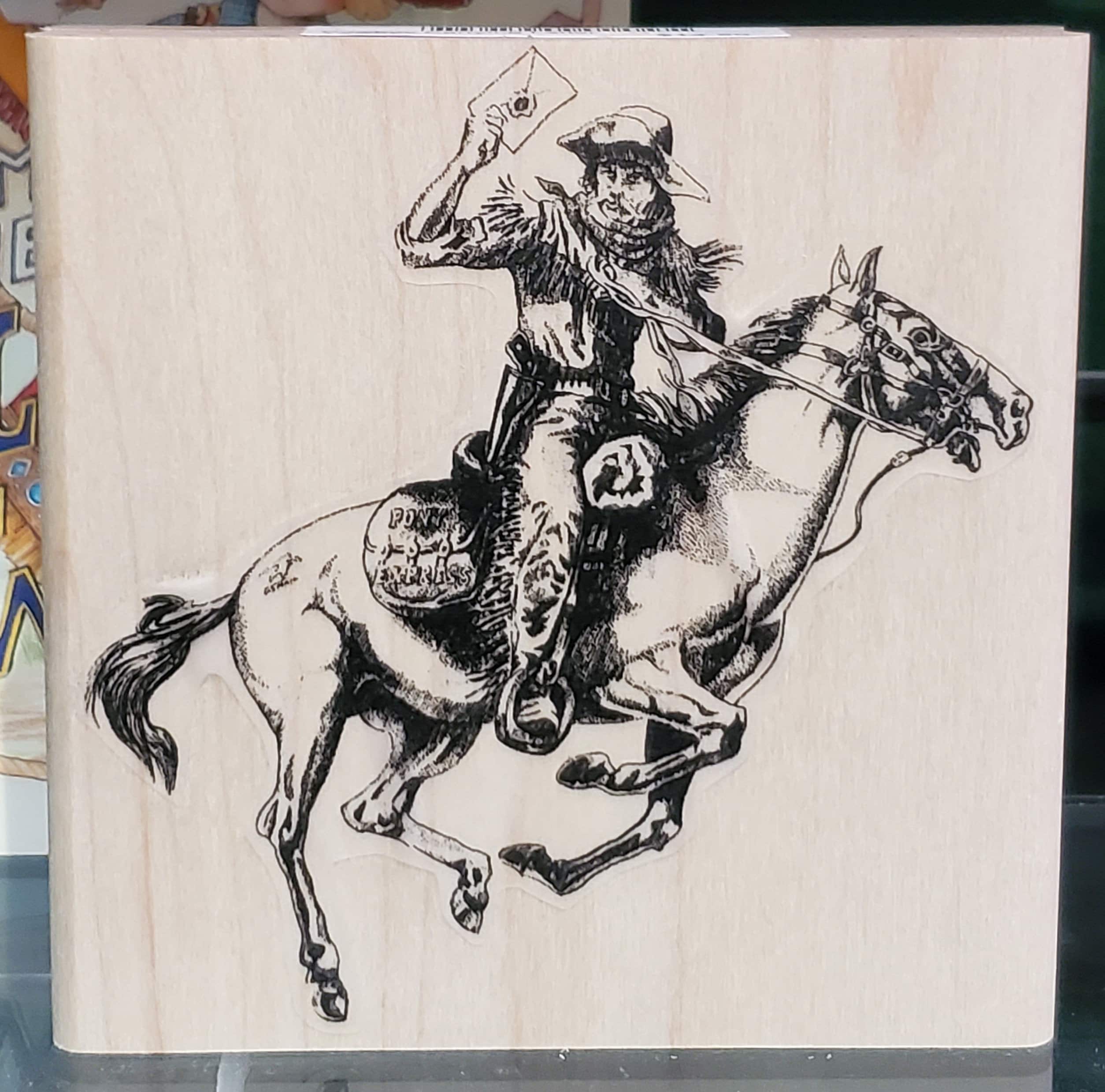 Cowboy Carrying Letter RUBBER STAMP, Cowboy Stamp, Horse Riding Stamp ...