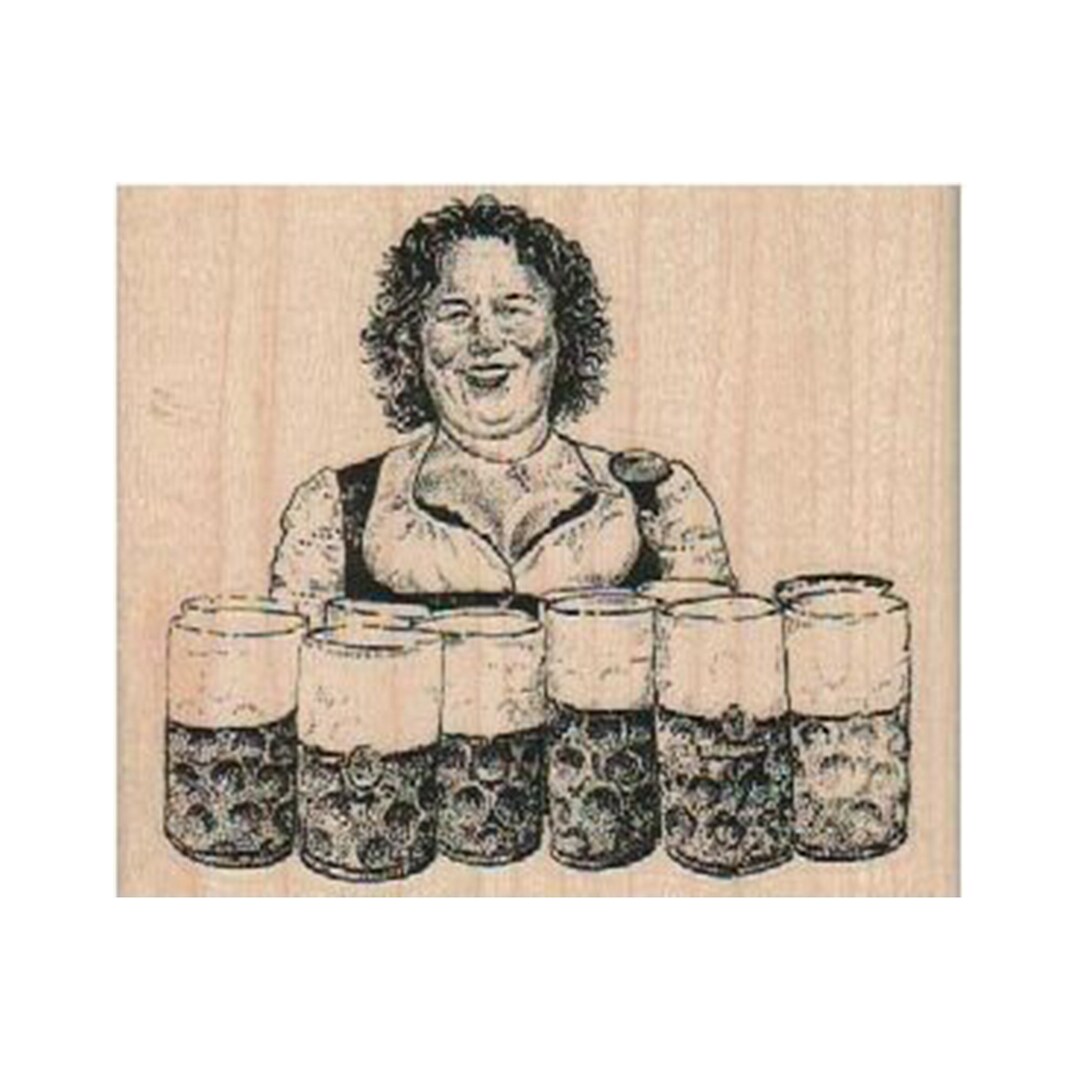 Barmaid With Beer Mugs RUBBER STAMP, Lady Stamp, Beer Stamp, Tavern ...