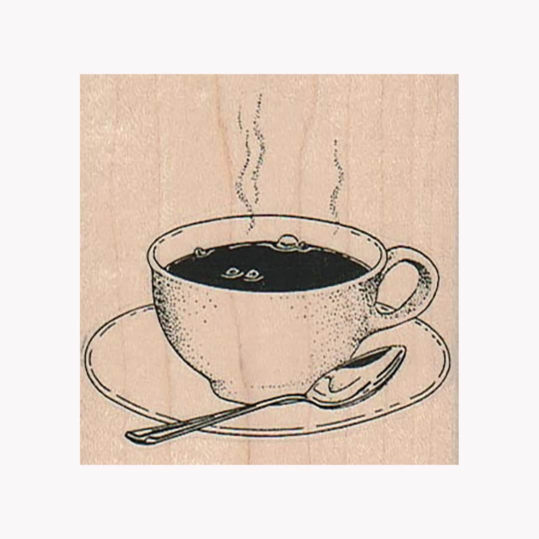 Coffee Cup RUBBER STAMP, Coffee Drinker Stamp, Coffee Lover Stamp, Cup ...