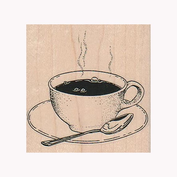 Coffee Cup RUBBER STAMP Coffee Drinker Stamp Coffee Lover - Etsy