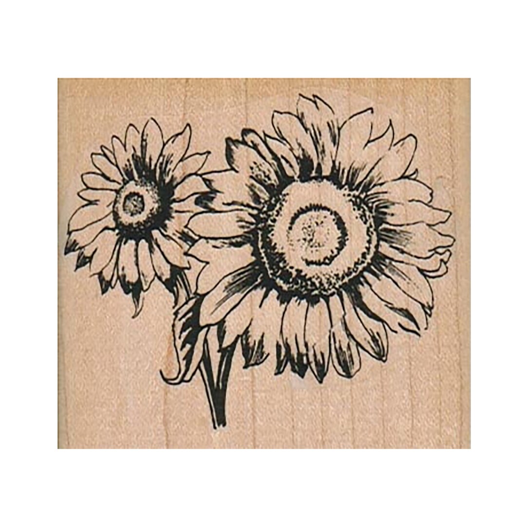 Sunflowers RUBBER STAMP, Sunflower Stamp, Gardening Stamp, Garden Stamp ...