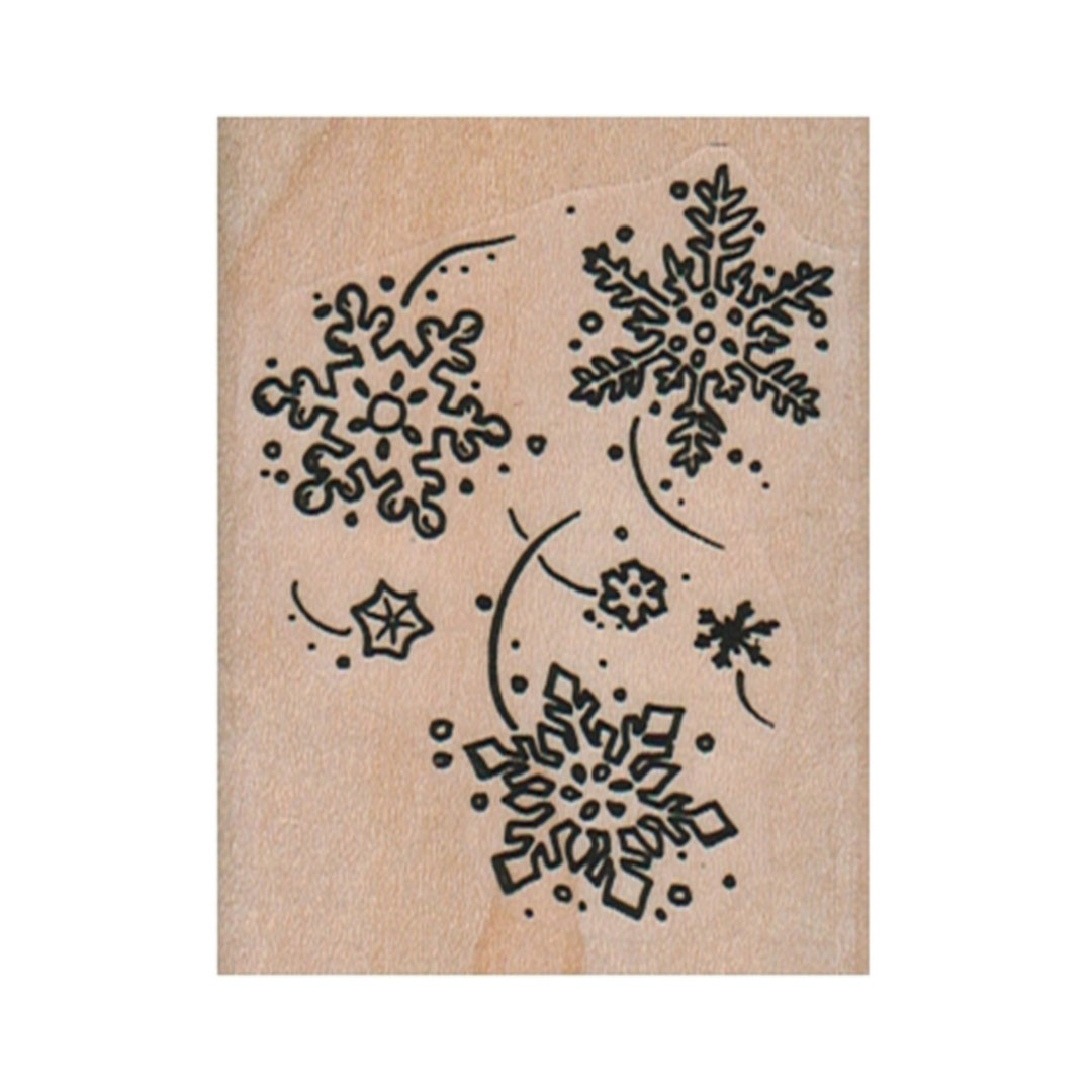 Snow Flurries RUBBER STAMP, Snowflake Stamp, Snow Flake Stamp, Snow ...
