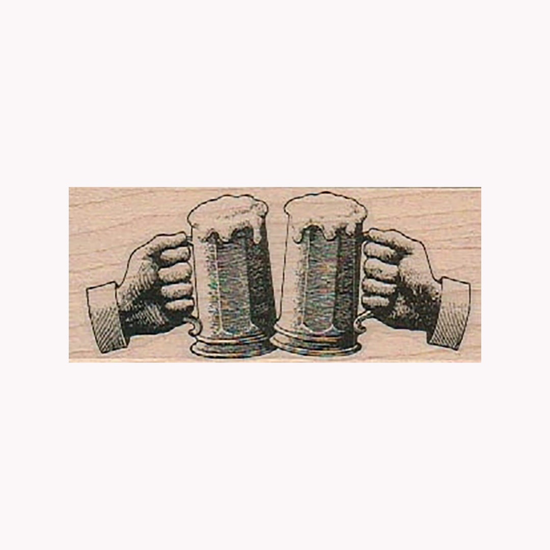 Two Mugs O' Beer RUBBER STAMP, Beer Stamp, Beer Mugs Stamp, Beer Lover ...