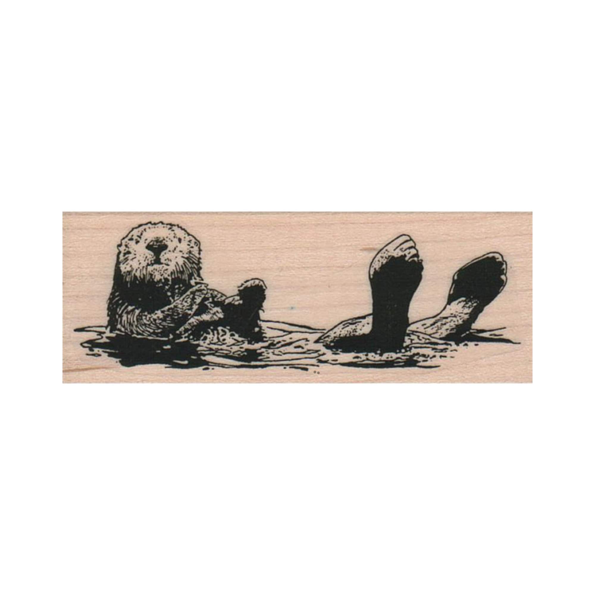 Otter Floating on Back RUBBER STAMP, Otter Stamp, Lutrinae Stamp ...