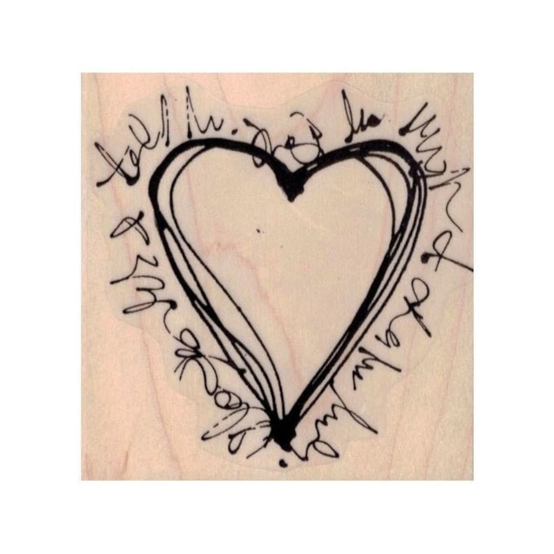 Squiggle Heart RUBBER STAMP, Heart Stamp, Valentine Stamp, Love Stamp ...