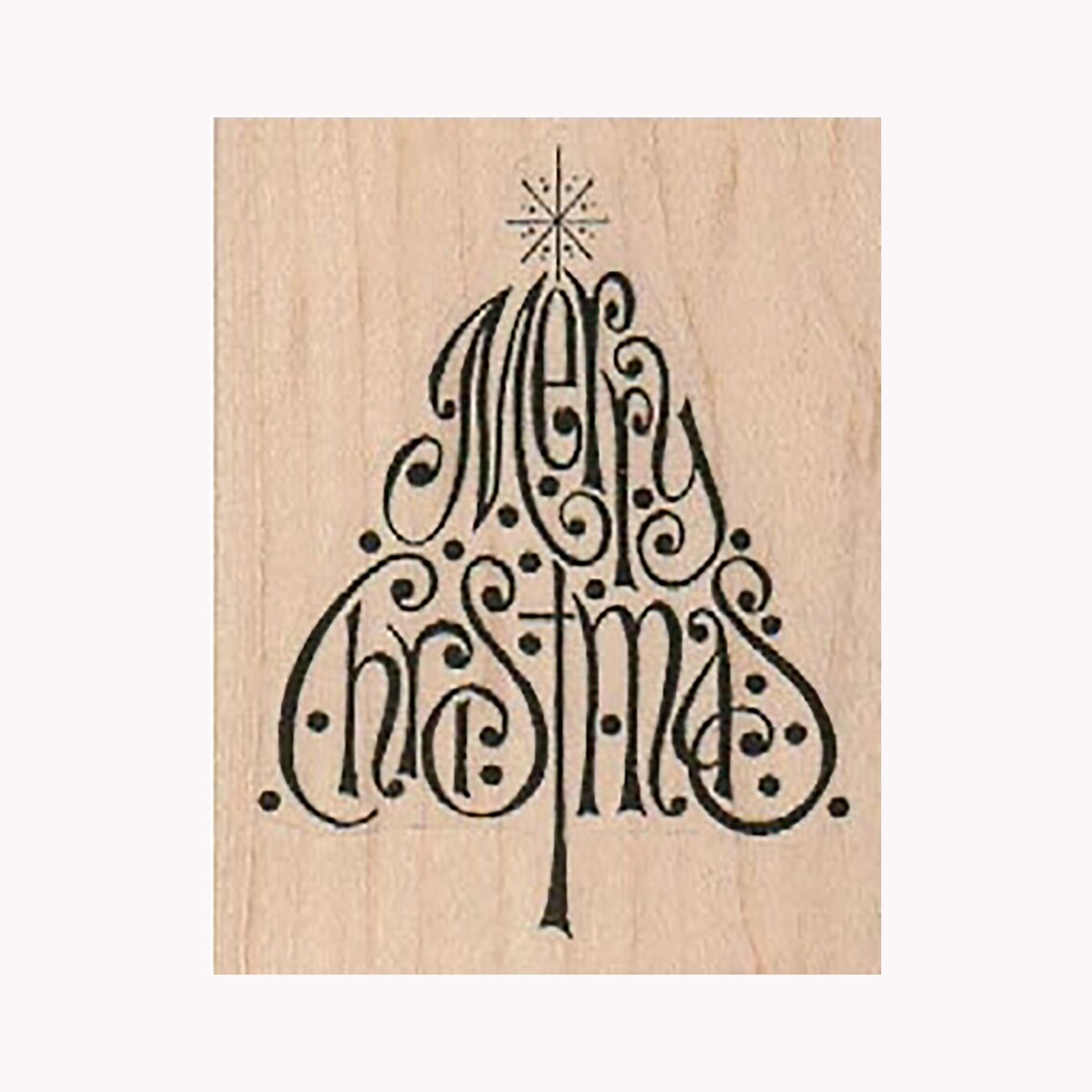 Merry Christmas Tree RUBBER STAMP, Tree Stamp, Christmas Stamp ...