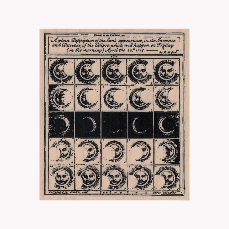 Eclipse Chart 1715 RUBBER STAMP Astronomy Stamp Moon Stamp | Etsy