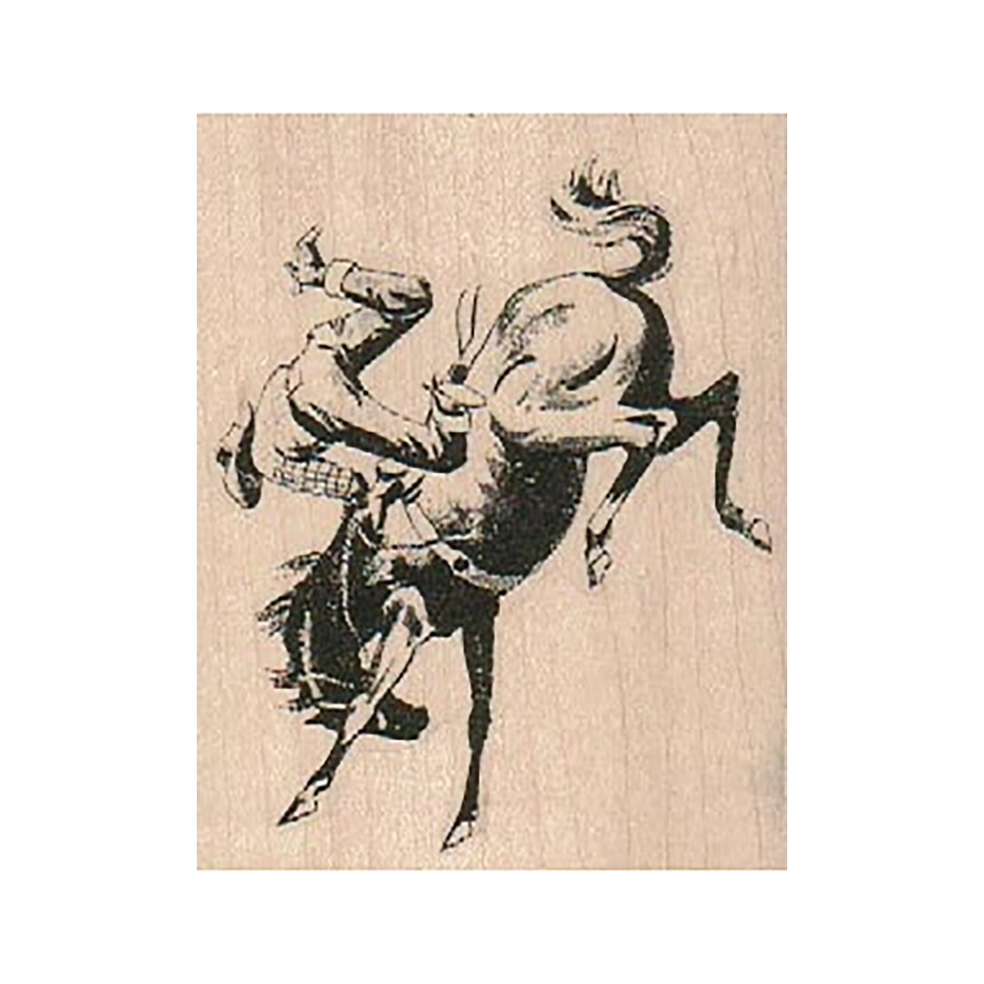 Horse Bucking Cowboy RUBBER STAMP, Cowboy Stamp, Horse Riding Stamp ...