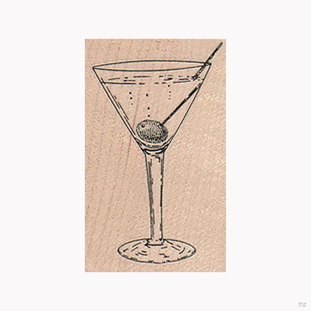 Martini With Olive RUBBER STAMP, Martini Glass Stamp, Gin Stamp ...