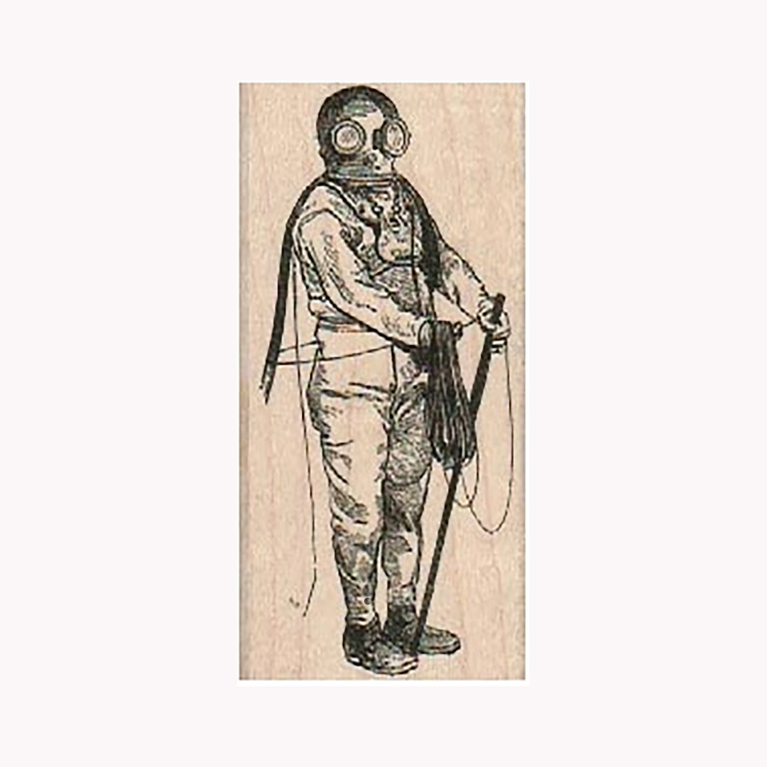 Diver in Suit RUBBER STAMP, Deep Sea Diver Stamp, Diver Stamp ...