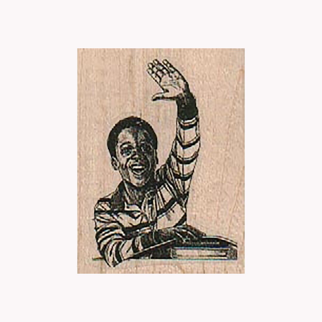 Boy Raising Hand RUBBER STAMP, School Stamp, Child in School Stamp ...
