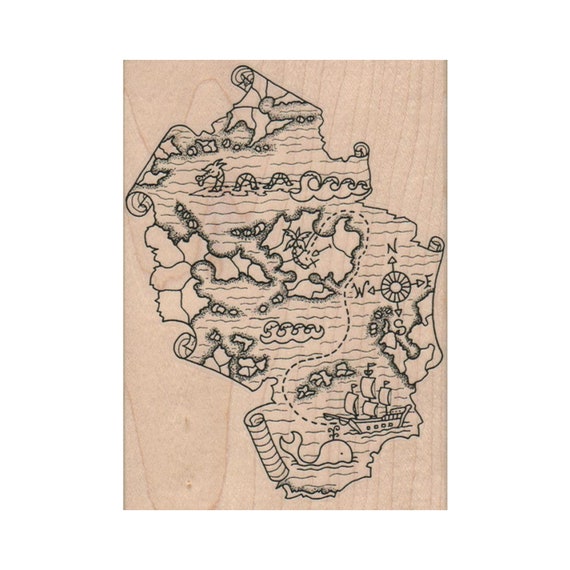 Treasure Map RUBBER STAMP Map Stamp Background Stamp Mixed | Etsy
