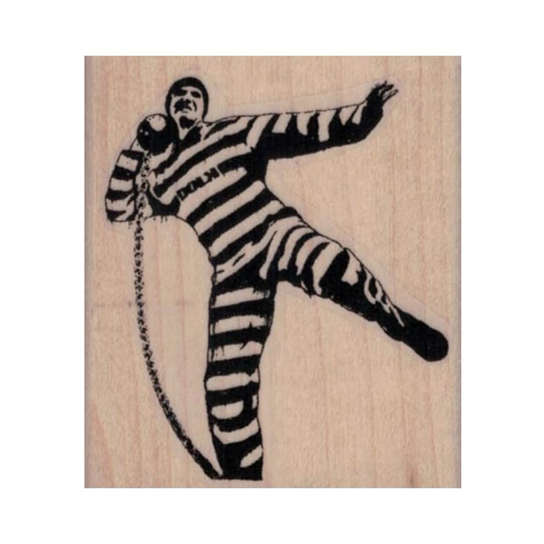 Banksy Convict Throwing Ball and Chain RUBBER STAMP, Convict Stamp ...