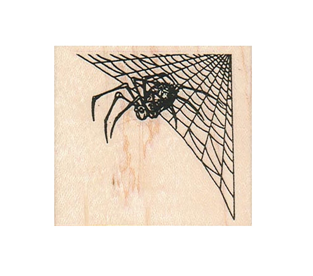 Spider and Web in Corner RUBBER STAMP, Insect Stamp, Bug Stamp ...