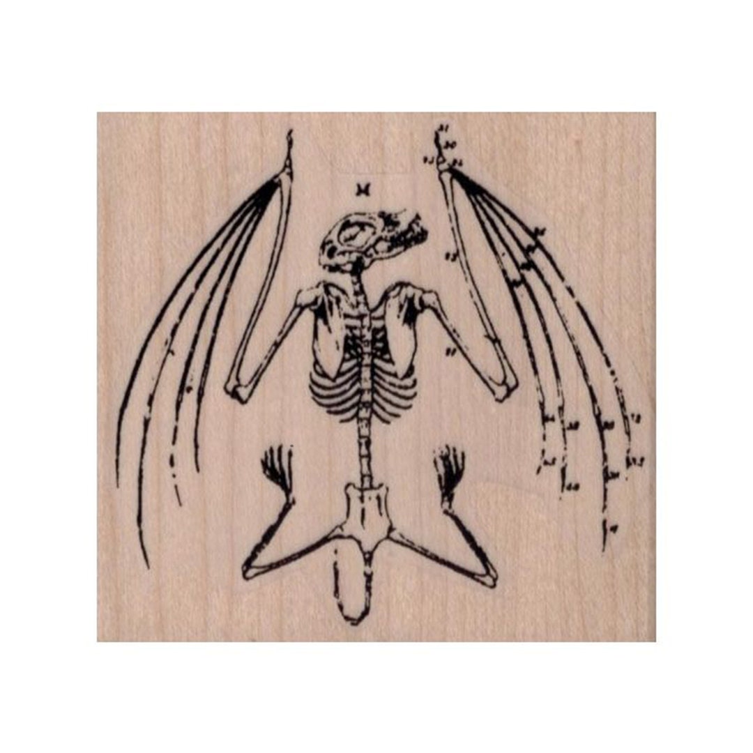 Bat Skeleton RUBBER STAMP, Halloween Stamp, Spooky Halloween Stamp ...