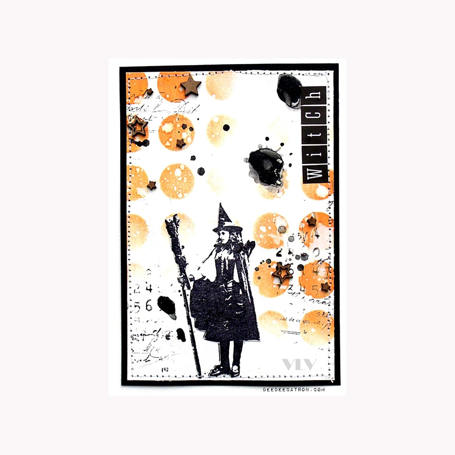 Witch Holding Broom RUBBER STAMP, Halloween Stamp, Witch Stamp, Broom ...