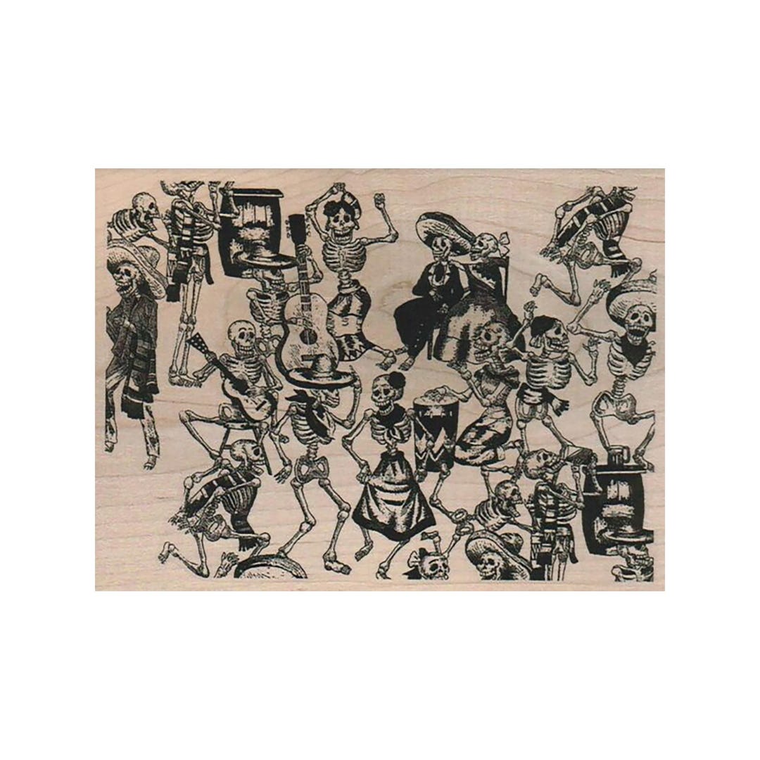 Day of the Dead Skeletons RUBBER STAMP, Skull Stamp, Halloween Stamp ...