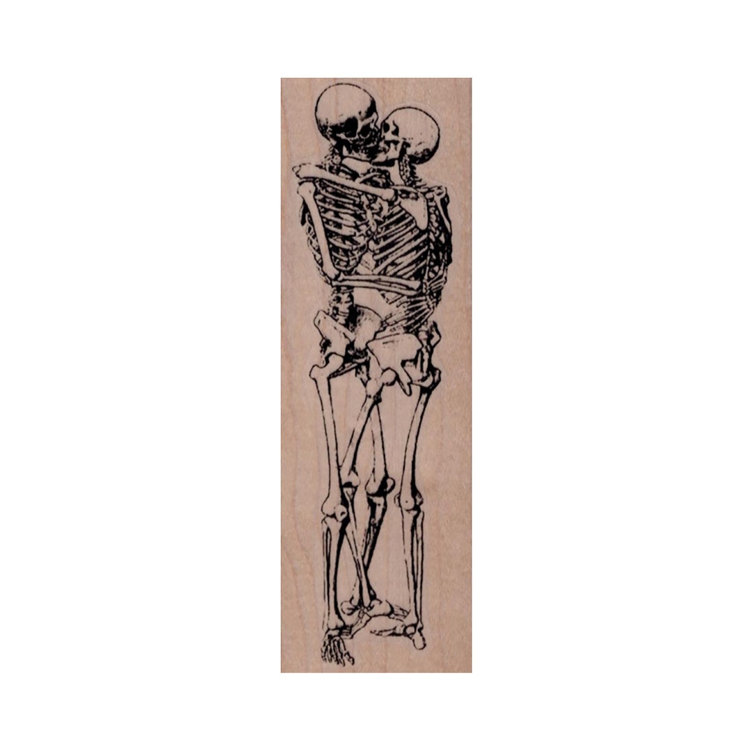 Kissing Skeletons RUBBER STAMP, Halloween Stamp, Spooky Halloween Stamp ...