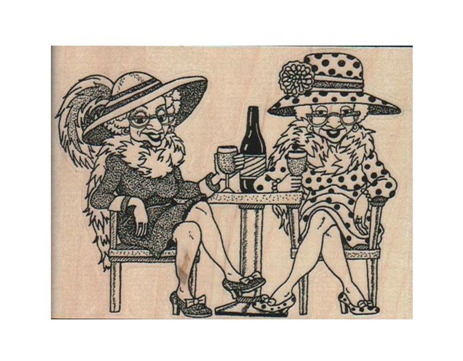 Ladies Drinking Wine RUBBER STAMP, Ladies Stamp, Wine Stamp, Restaurant ...