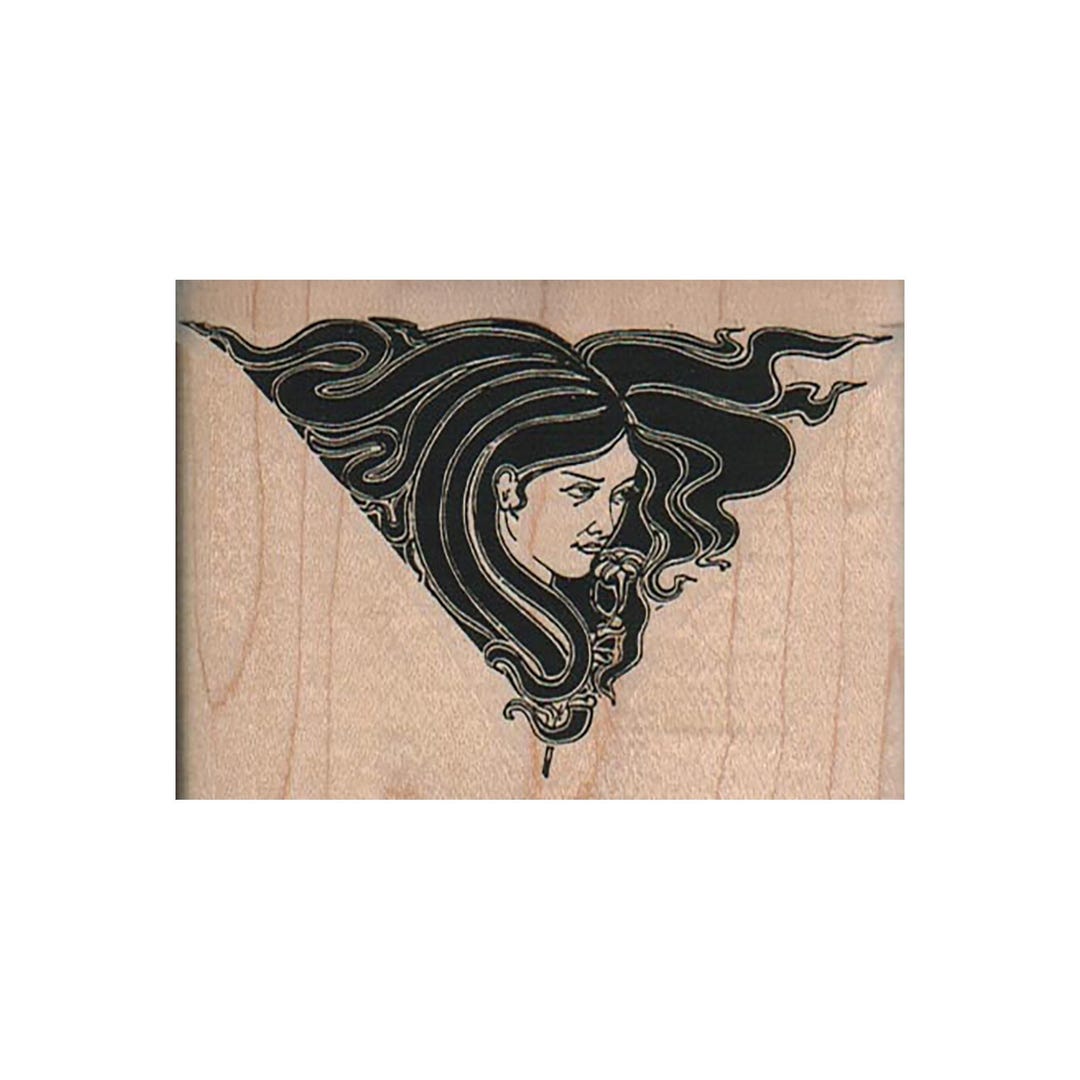 Art Nouveau Face RUBBER STAMP, Nouveau Lady Stamp, Goddess Stamp ...