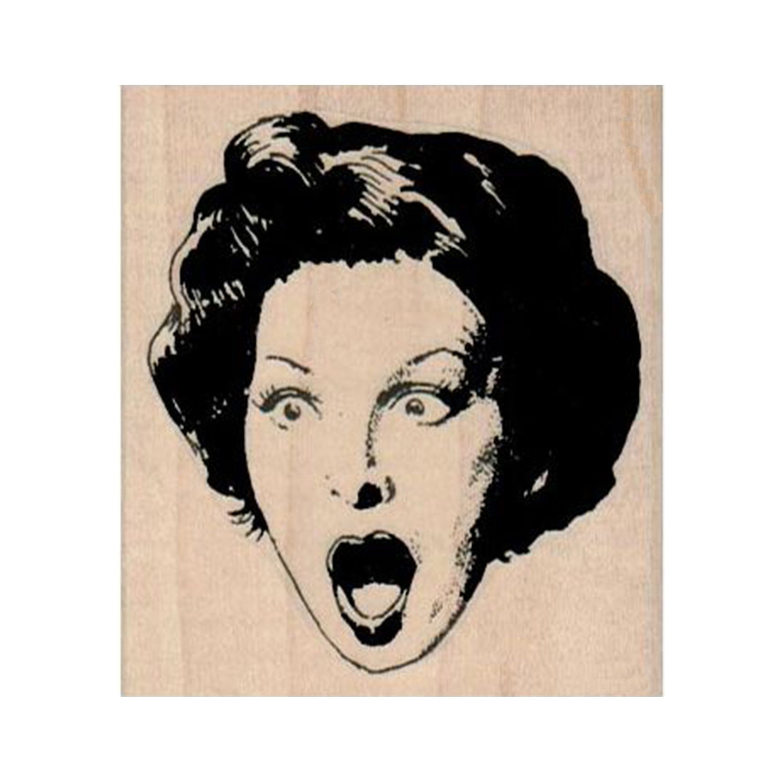 Surprised Lady RUBBER STAMP, Surprised Woman Stamp, Screaming Lady ...