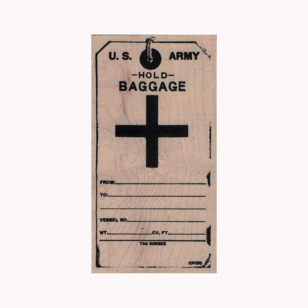 Army Baggage Tag RUBBER STAMP, Tag Stamp, Mixed Media Stamp, Mixed ...