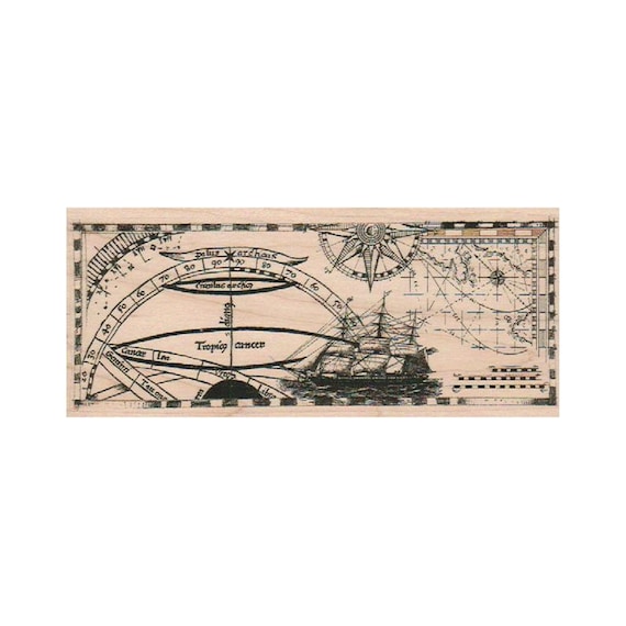 Nautical Collage RUBBER STAMP Ship Stamp Ship Collage Stamp | Etsy