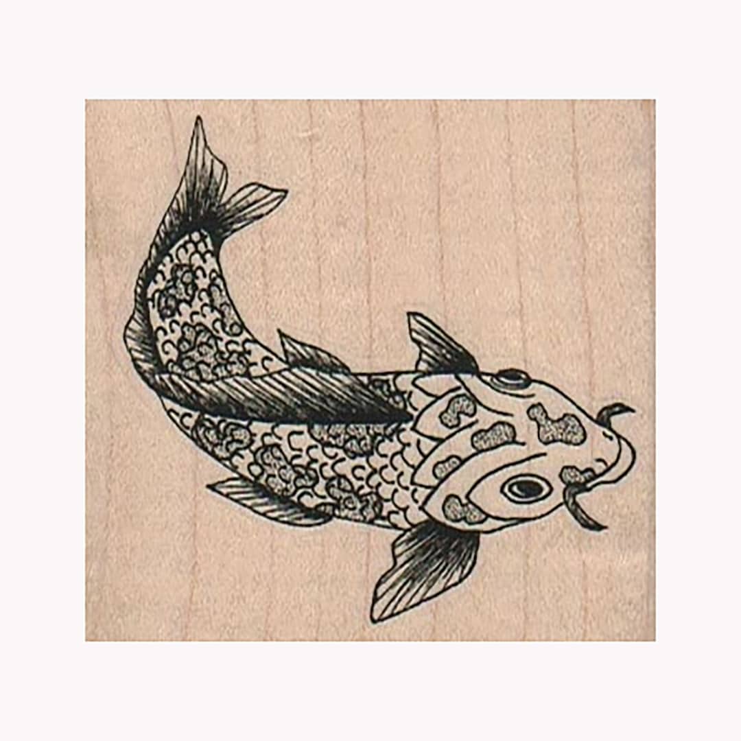 Koi Fish RUBBER STAMP, Fish Stamp, Aquarium Stamp, Fish Tank, Koi Fish ...