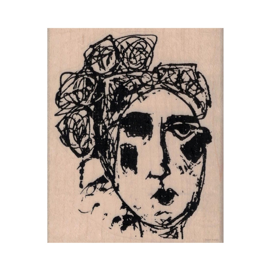 Tina Walker Oval Face Scribble Girl RUBBER STAMP, Scribble Art Stamp ...