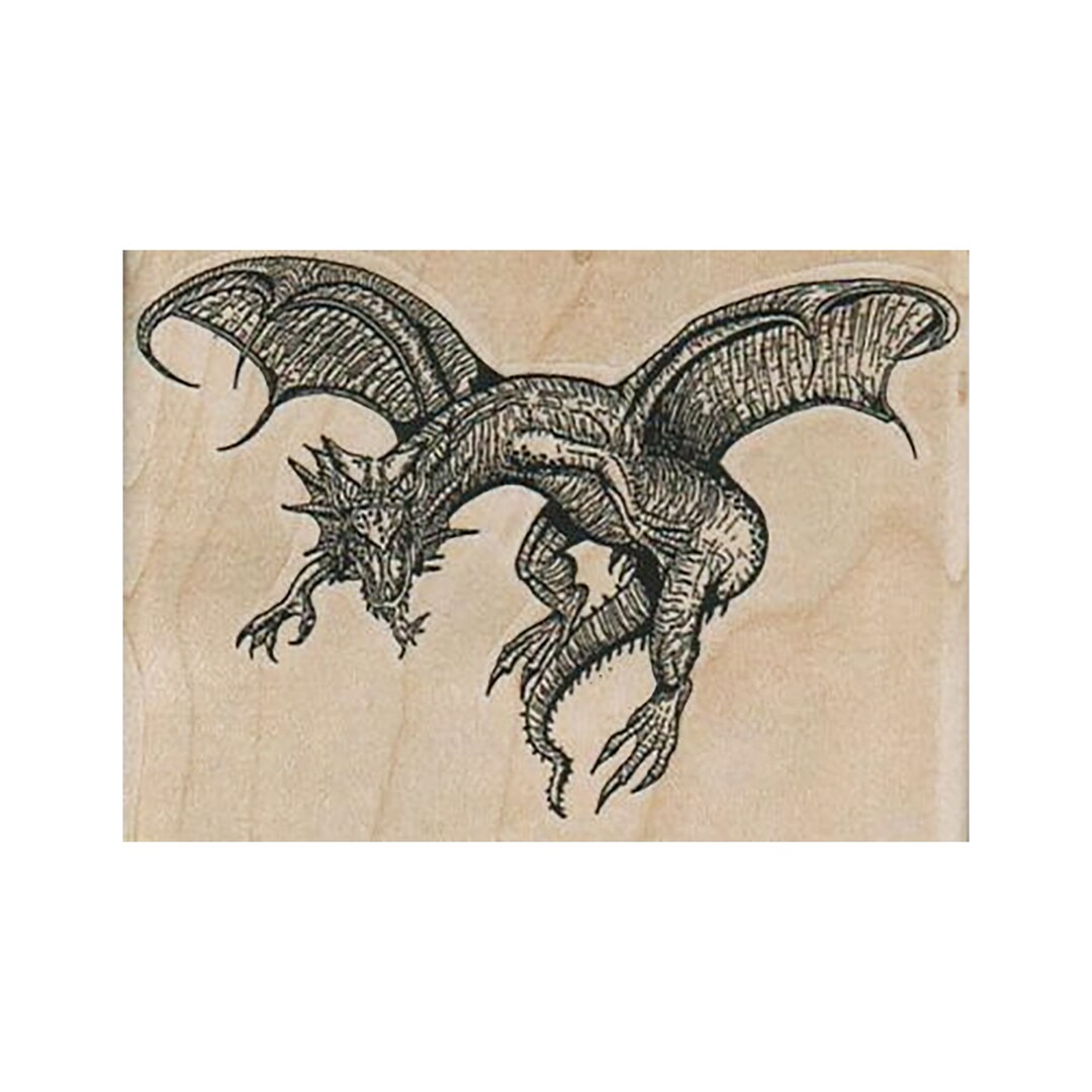 Flying Dragon RUBBER STAMP, Fantasy Stamp, Dragon Stamp, Fairy Tale ...