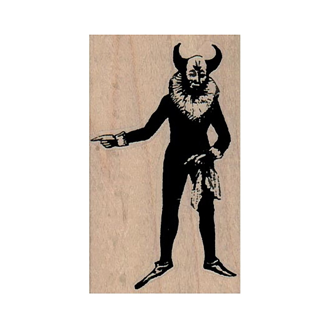 Devil Pointing RUBBER STAMP, Halloween Stamp, Demon Stamp, Beelzebub ...