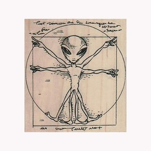 Alien Circle RUBBER STAMP, Vitruvian Alien Stamp, Alien Stamp, Flying ...