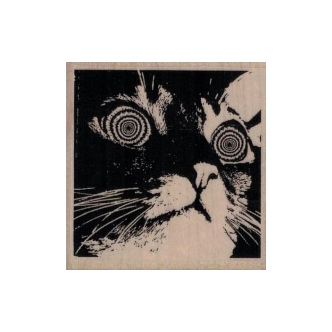 Hypnotic Cat RUBBER STAMP, Cat Stamp, Kitty Rubber Stamp, Hypnotize ...