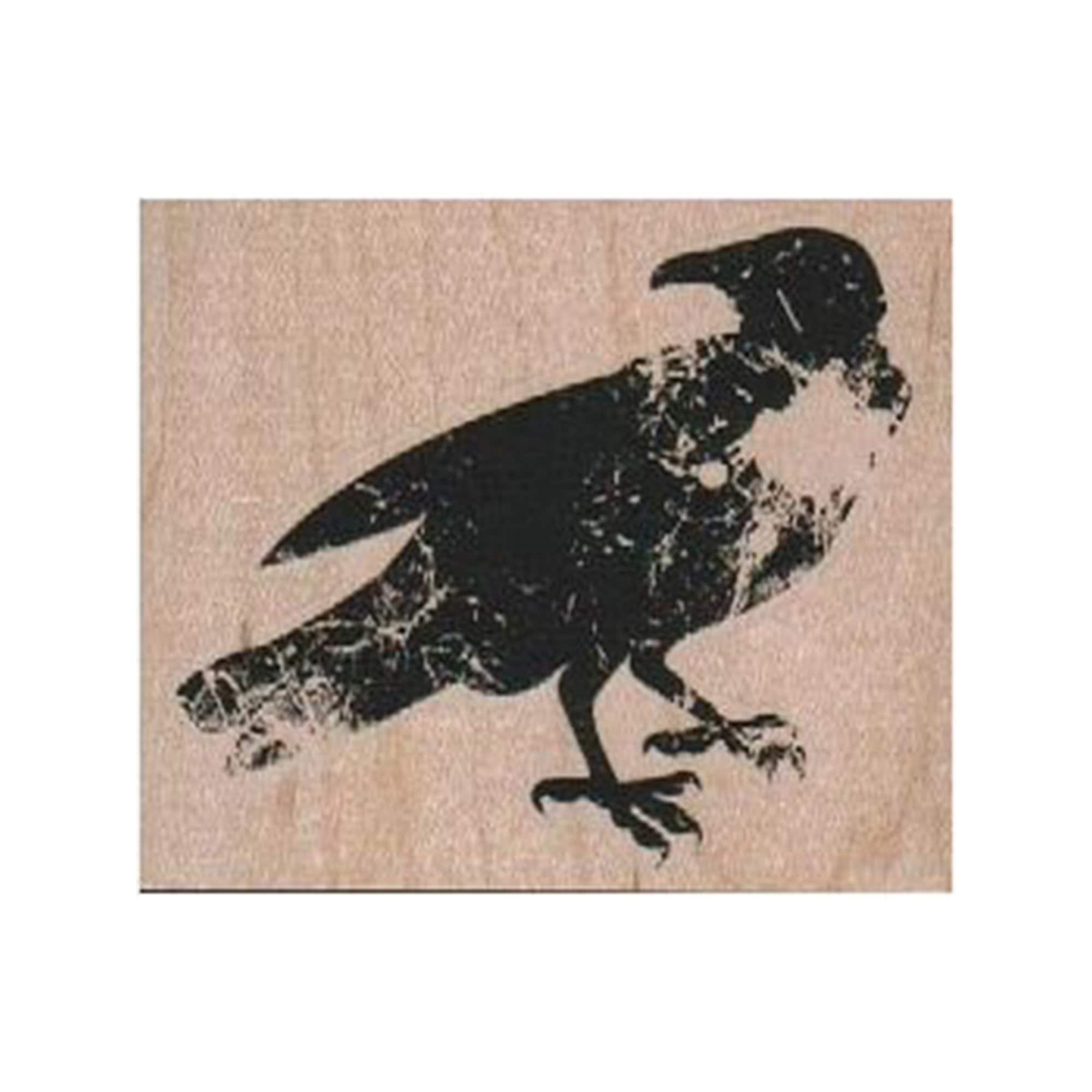 Faded Crow/raven RUBBER STAMP, Halloween Stamp, Raven Rubber Stamp ...