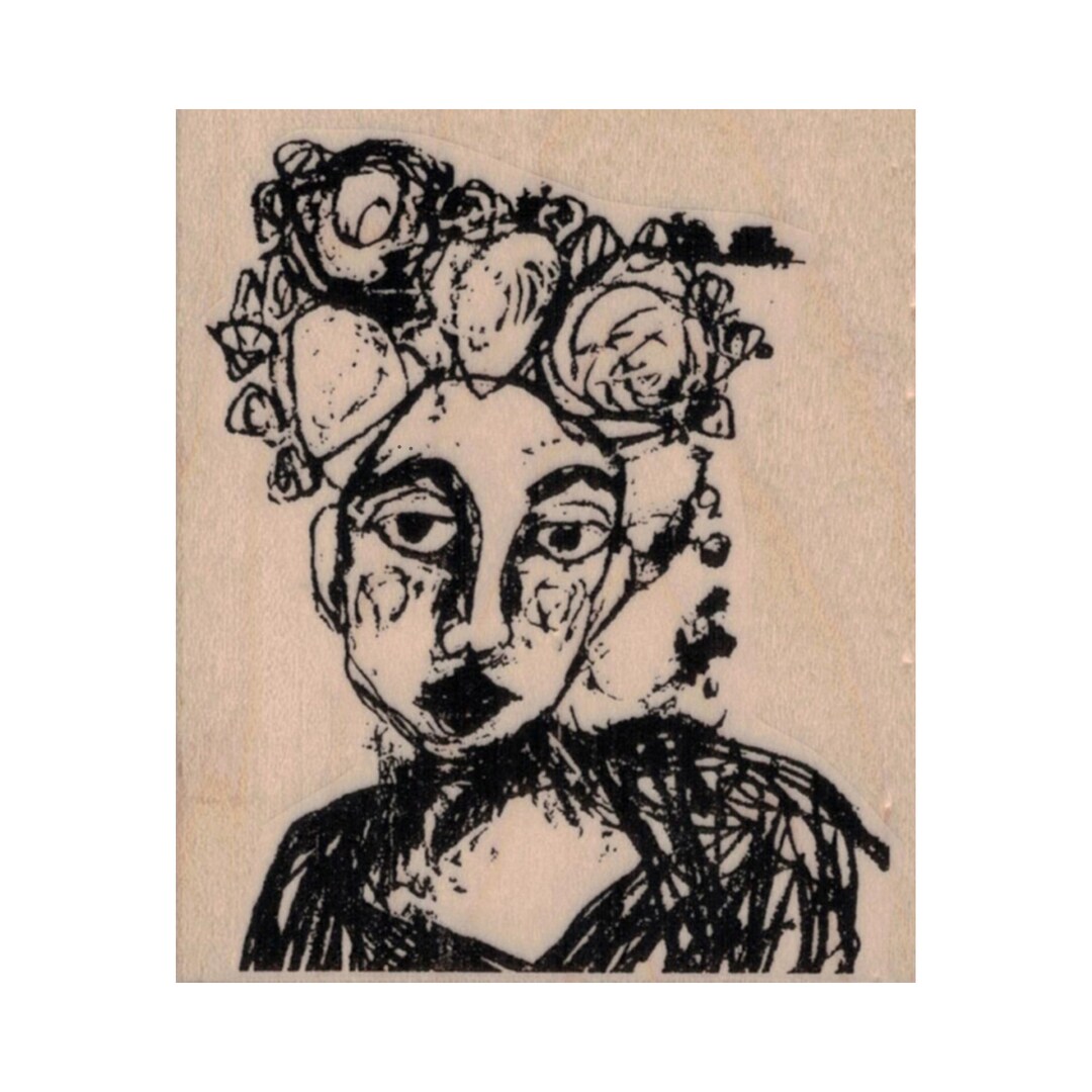 Tina Walker Big Eyed Scribble Girl RUBBER STAMP, Scribble Art Stamp ...