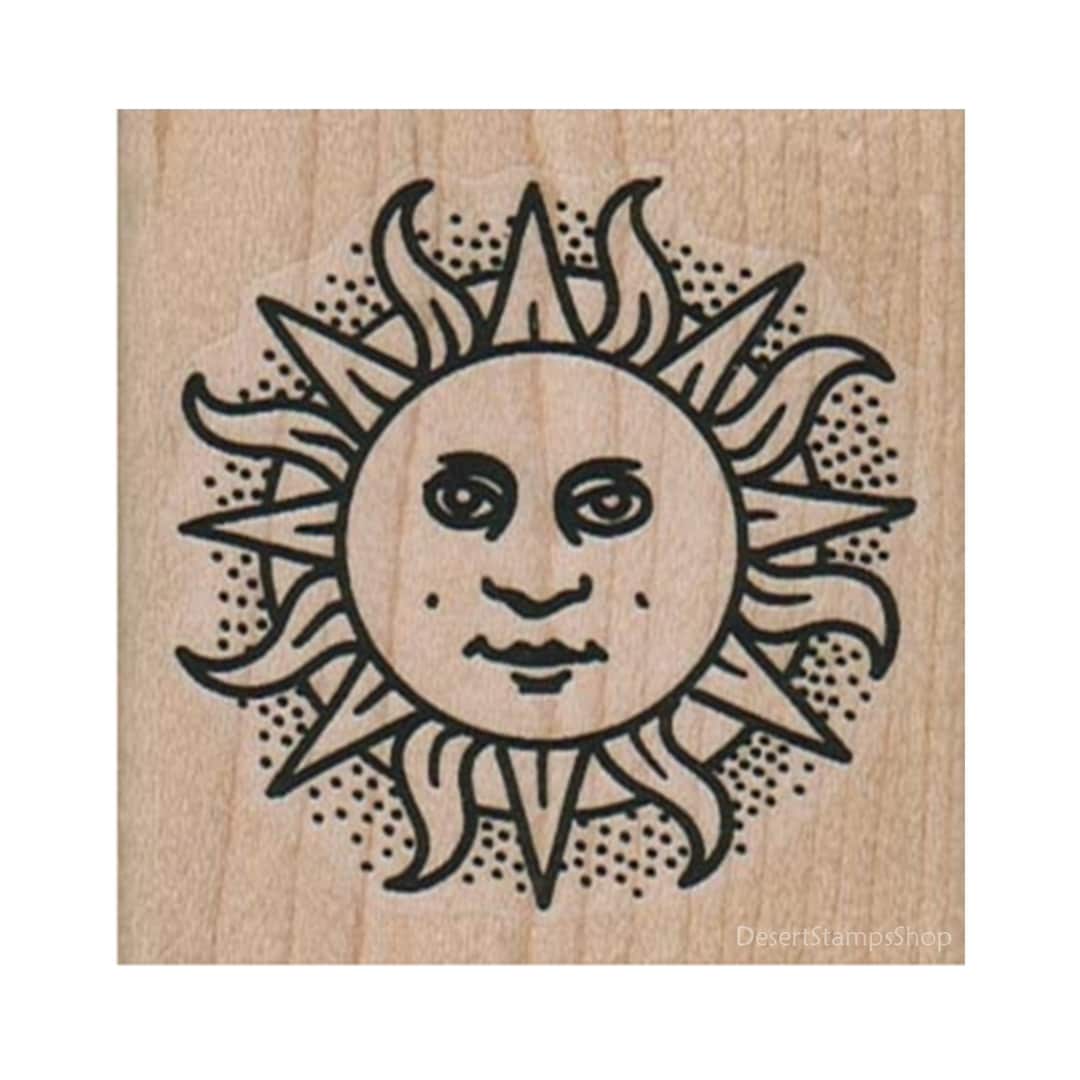 Contemplative Sun RUBBER STAMP, Sun Stamp, Sunshine Stamp, Summer Stamp ...