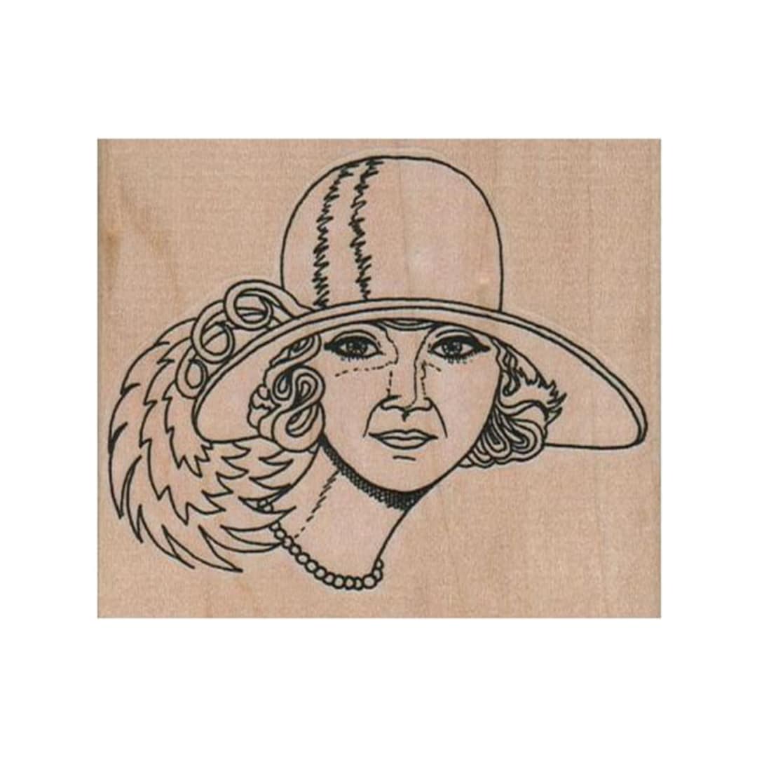 Lady in Brim Hat RUBBER STAMP, Woman Stamp, Lady Stamp, Glamorous Stamp ...
