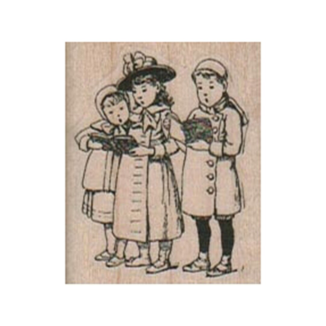 Singing Trio RUBBER STAMP, Christmas Stamp, Christmas Carol Stamp ...