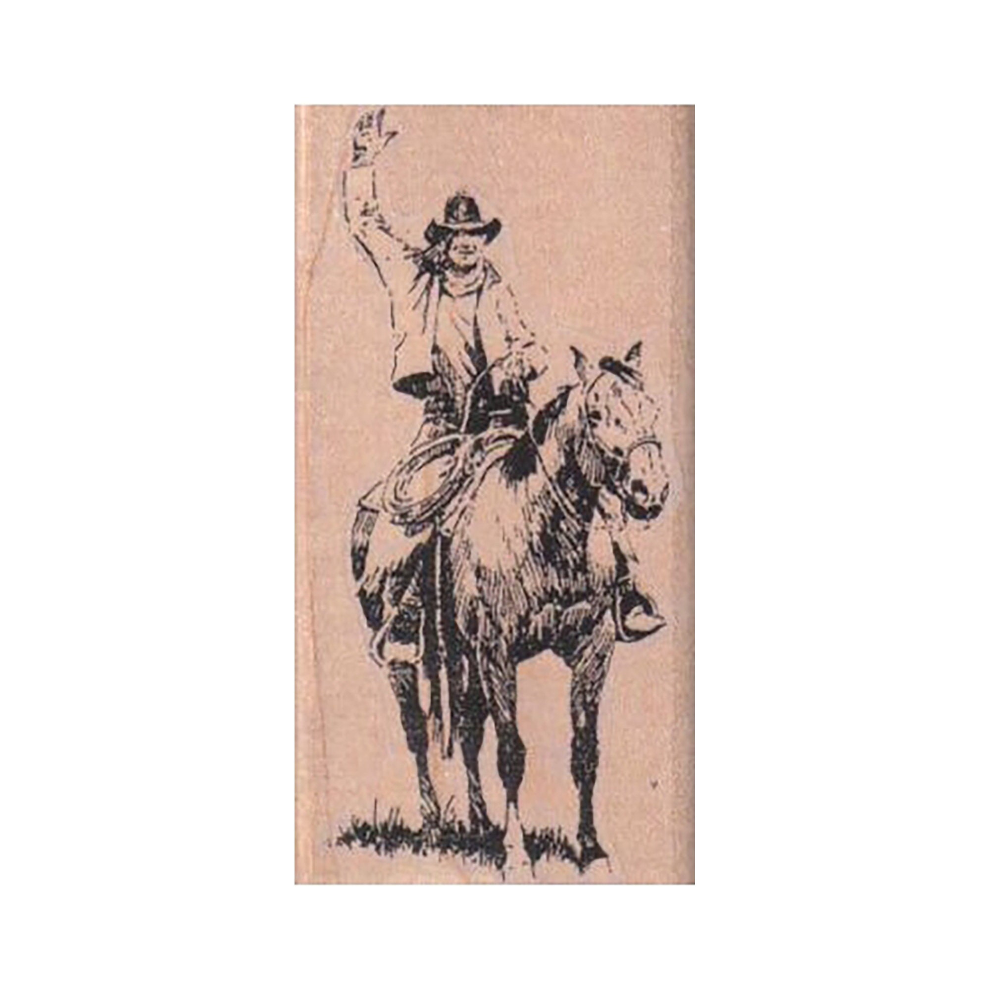Cowboy Waving RUBBER STAMP, Cowboy Stamp, Western Stamp, Old West Stamp ...
