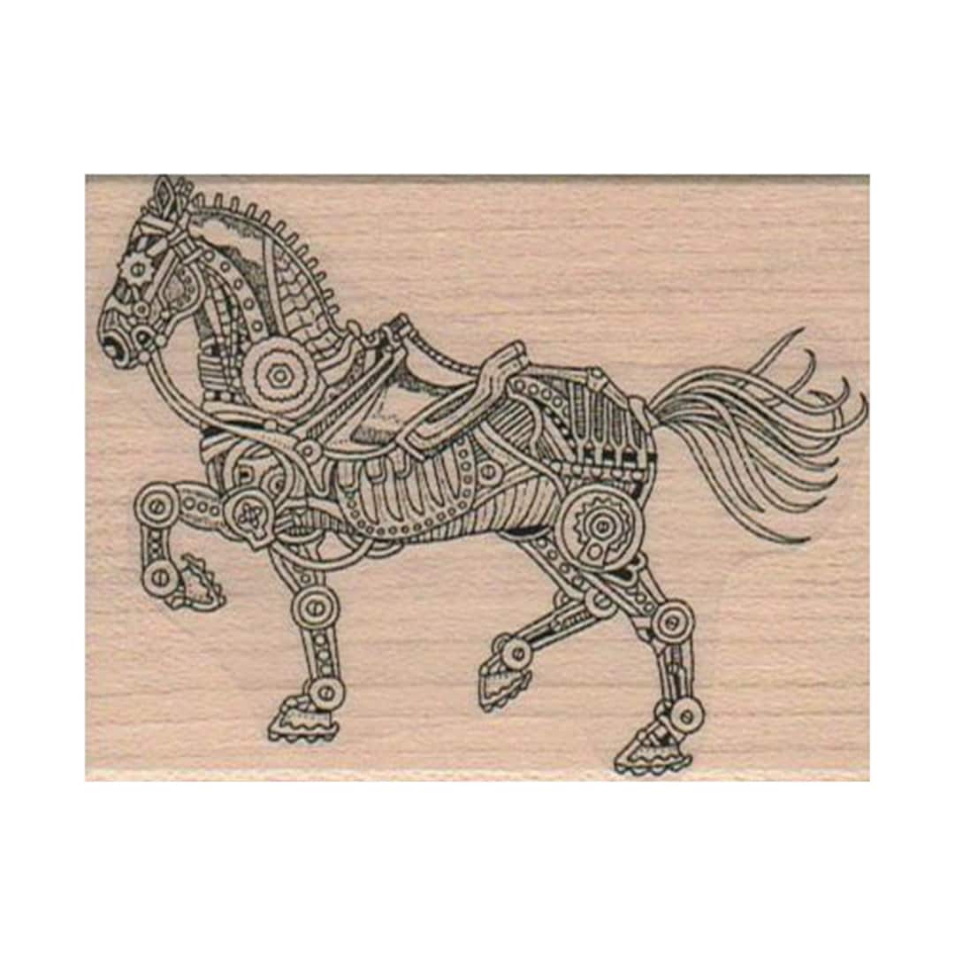 Steampunk Horse RUBBER STAMP, Steampunk Stamp, Horse Stamp, Animal ...
