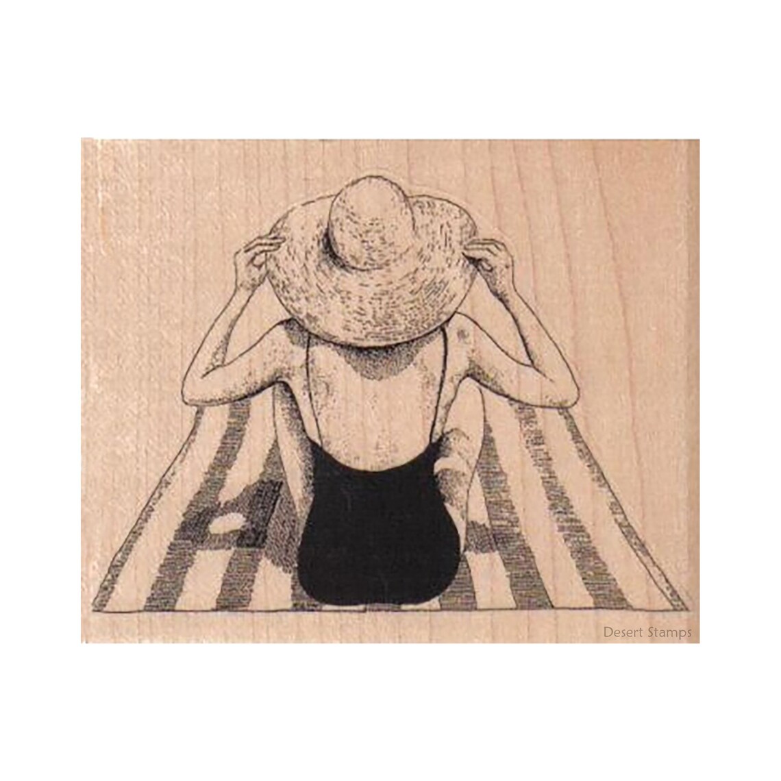 Beach Lady RUBBER STAMP Beach Stamp Sun Bathing Stamp Lady | Etsy