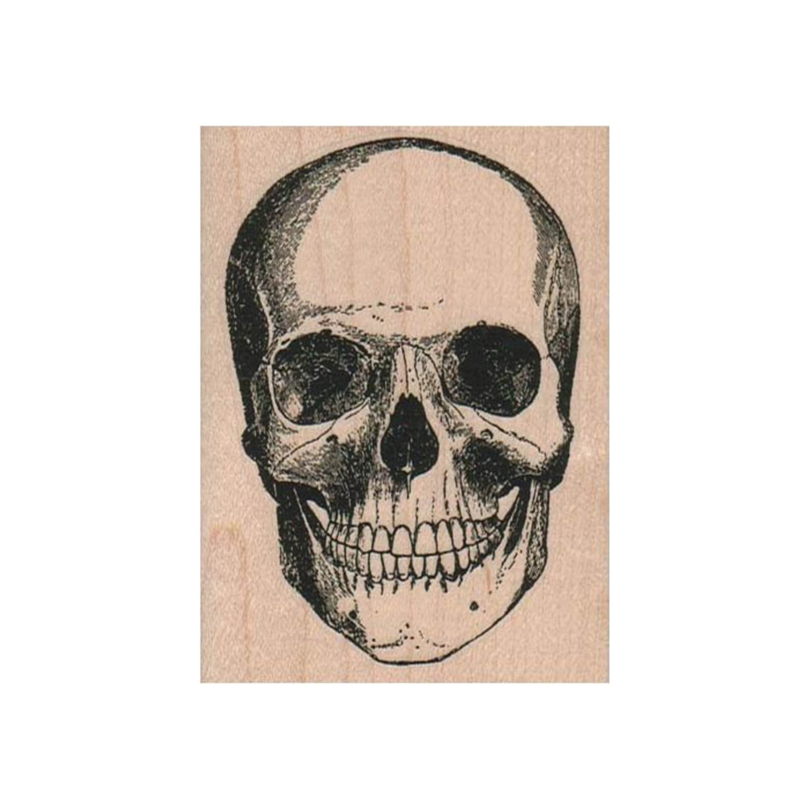 Skull RUBBER STAMP, Skull Stamp, Halloween Stamp, Bones Stamp, Skull ...